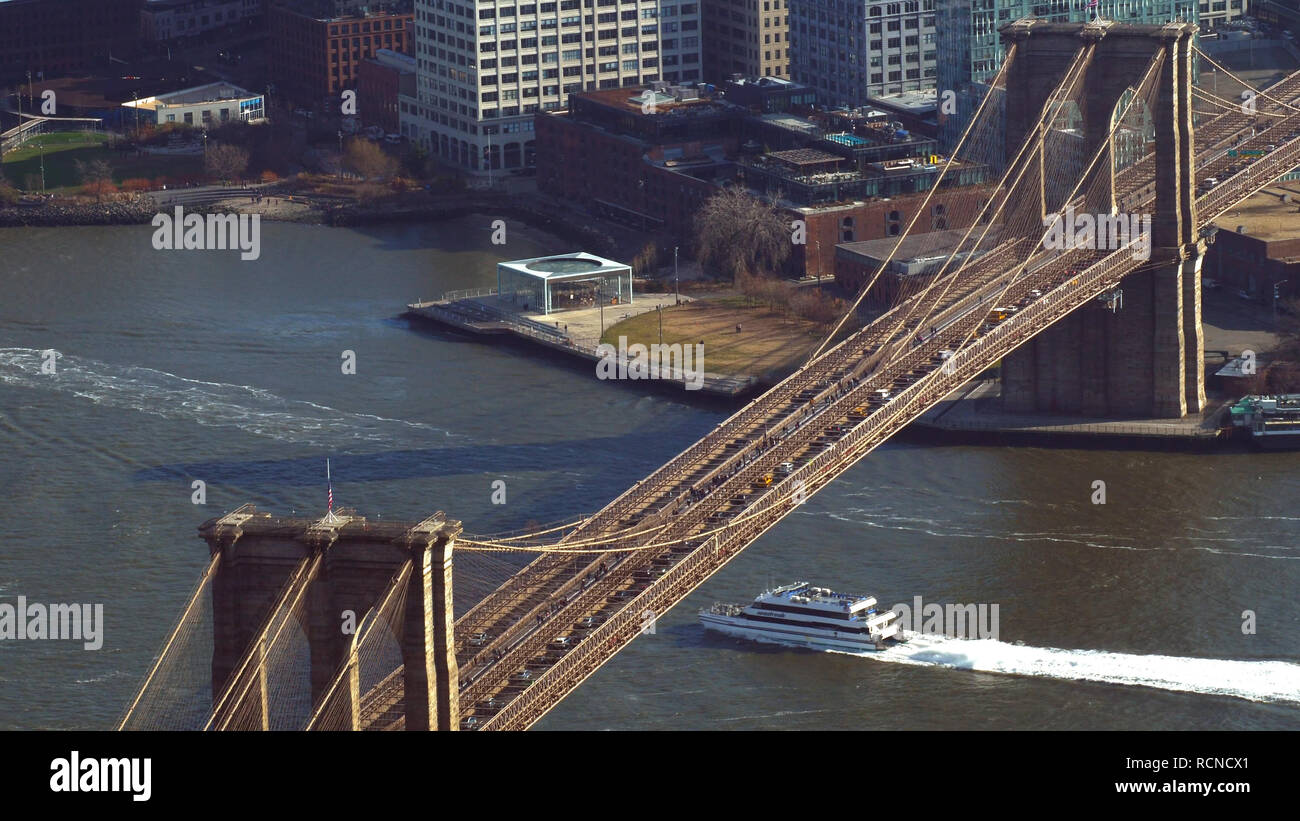 Aerial view over Brooklyn Bridge New York Stock Photo - Alamy