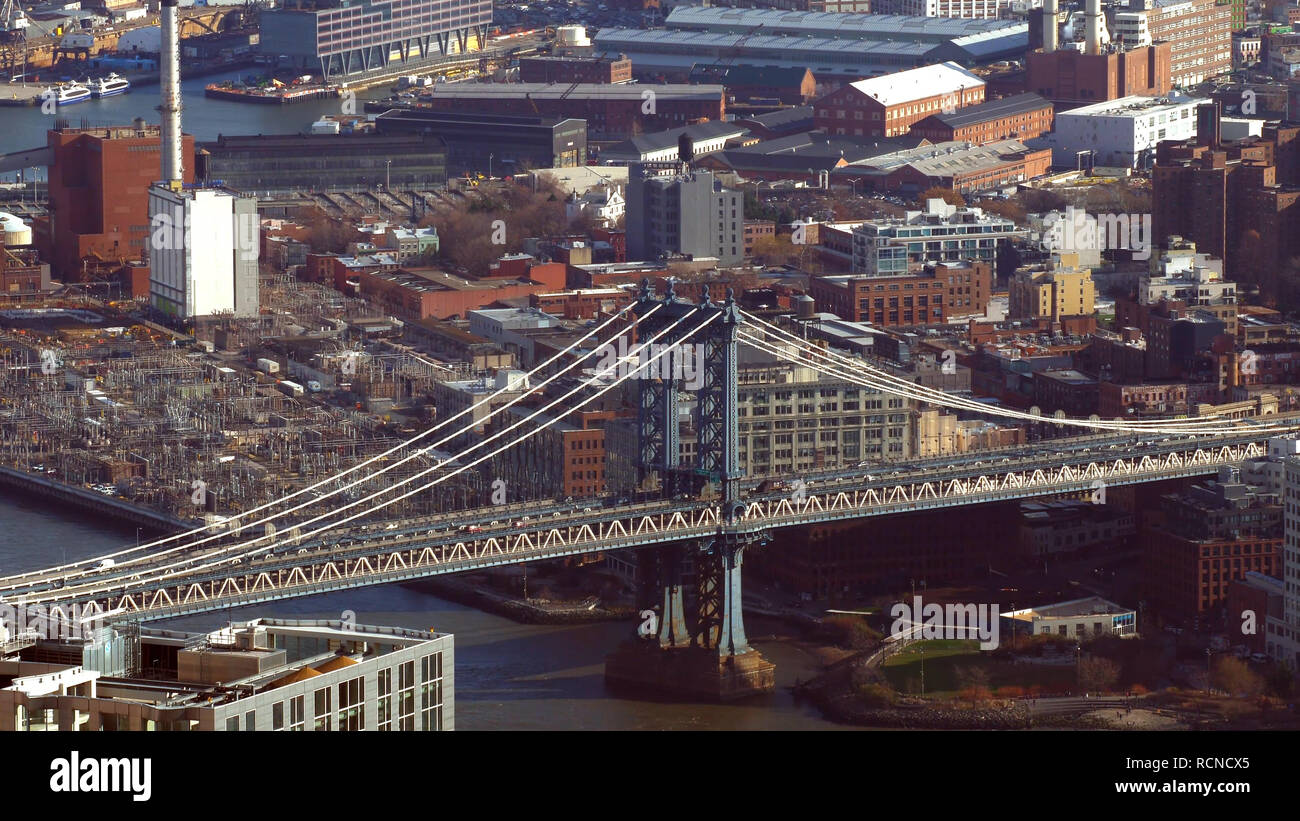 Manhattan Bridge from above amazing aerial view Stock Photo - Alamy