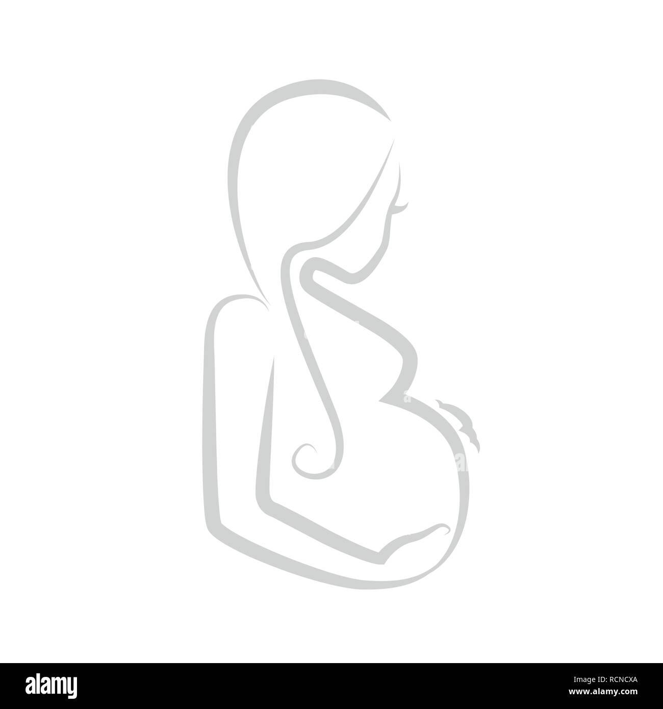 pregnant woman outline isolated on white background vector illustration ...