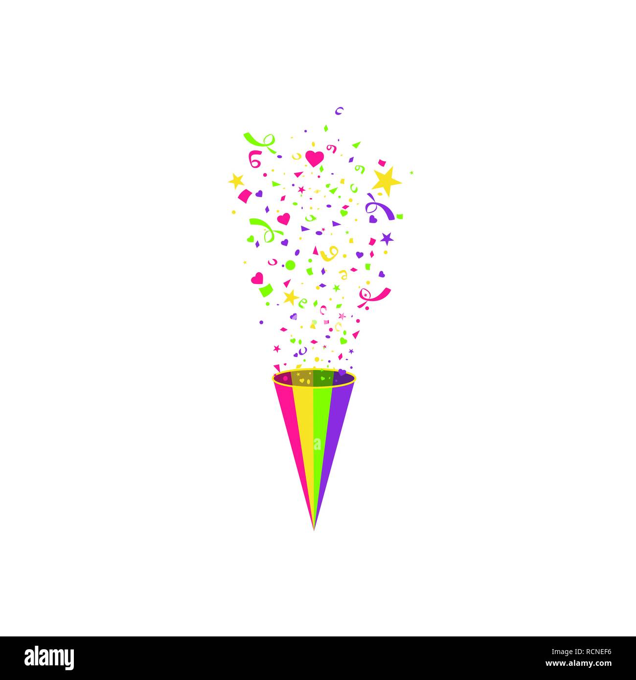 Vector confetti. Festive illustration. Party popper isolated on white ...