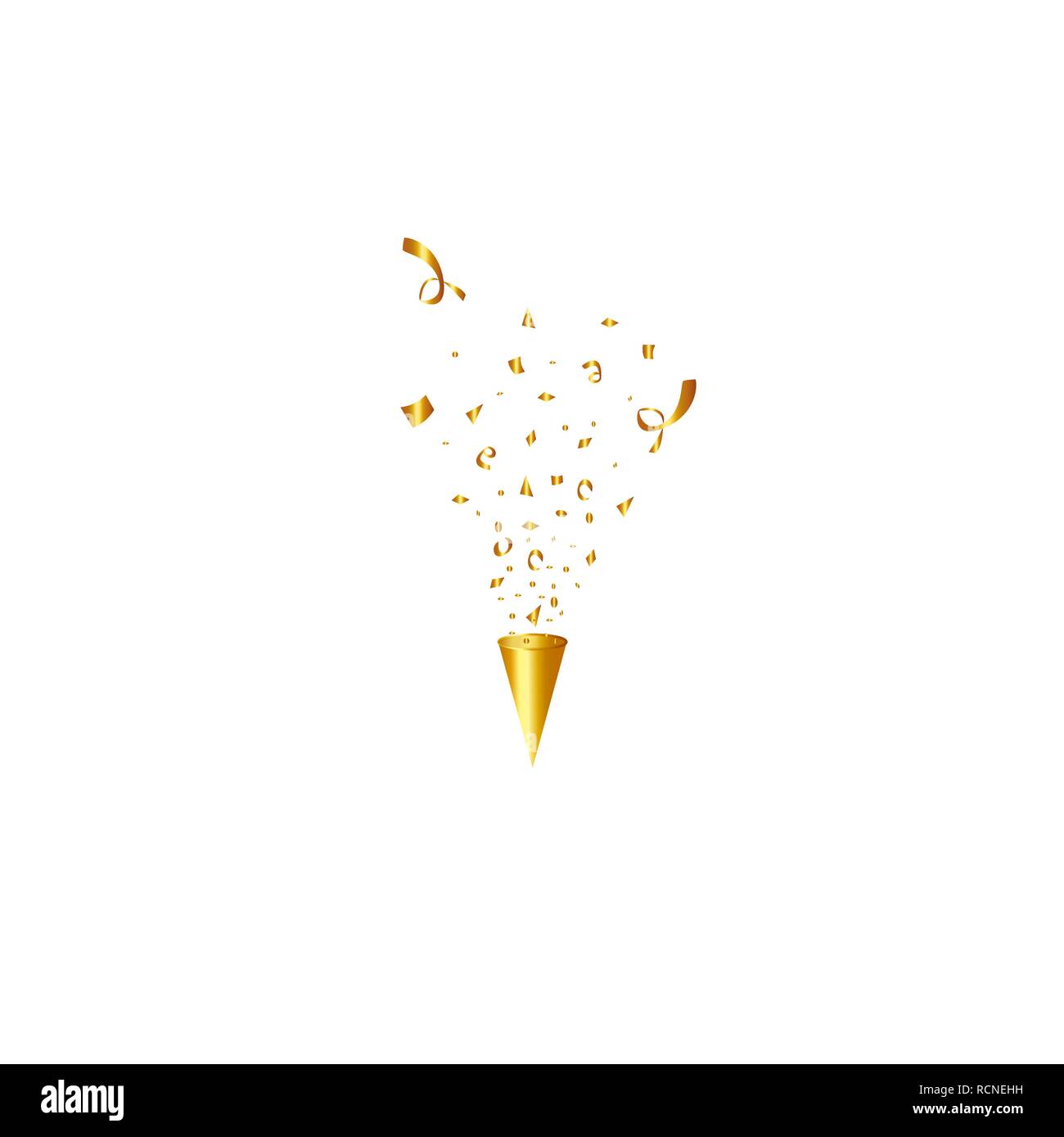 Party popper isolated. Golden confetti. Vector illustration. Happy ...