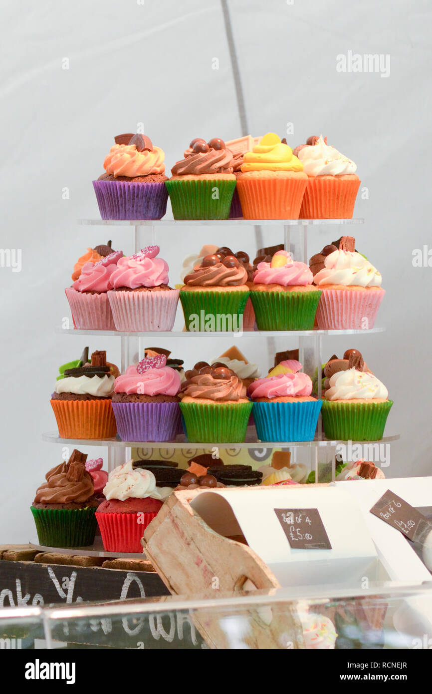 Cake stand filled with cup cakes Stock Photo - Alamy