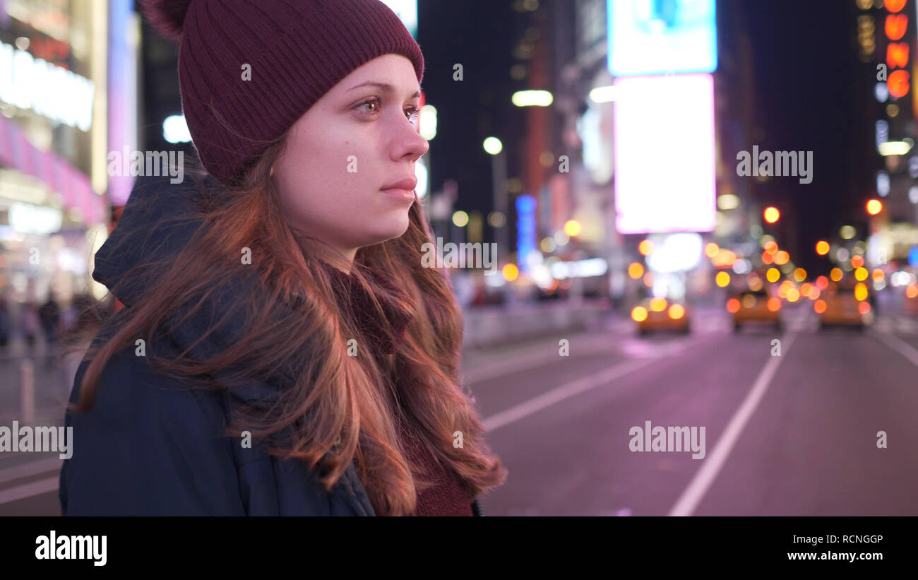 Times square tourist girl hi-res stock photography and images - Alamy