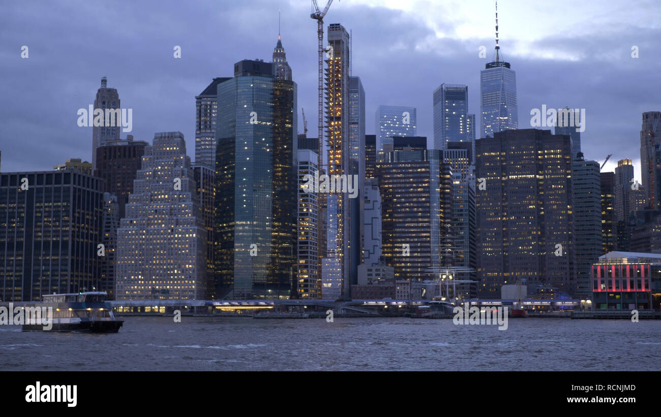 Amazing view over the skyline of Manhattan from Hudson River New York ...