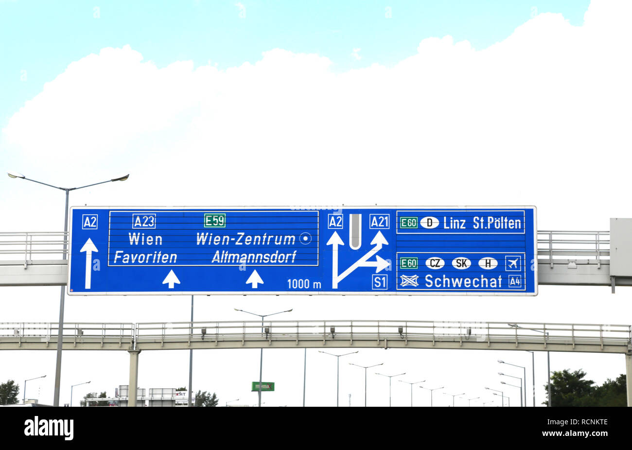 highway sign in austria with directions to go in the city of Vienna or ...