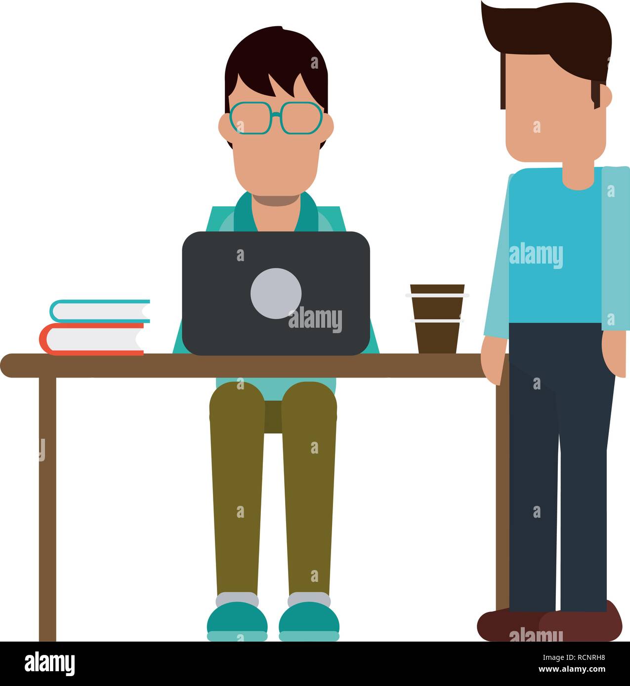 Working with computer avatar Stock Vector Image & Art - Alamy