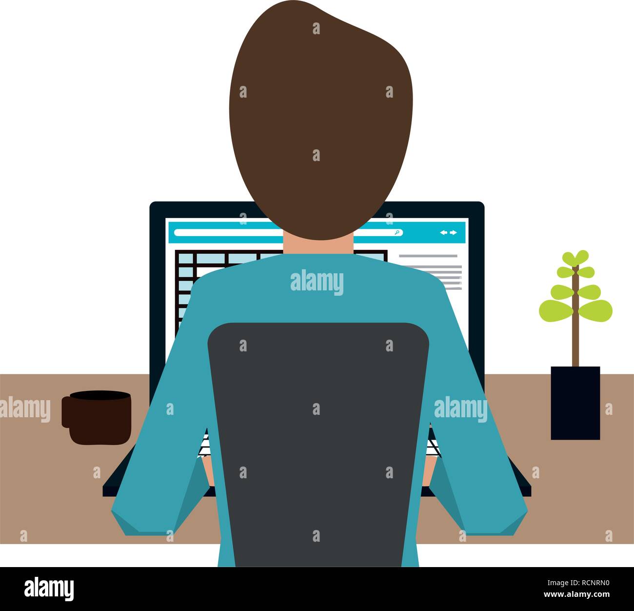 Working with computer avatar Stock Vector Image & Art - Alamy