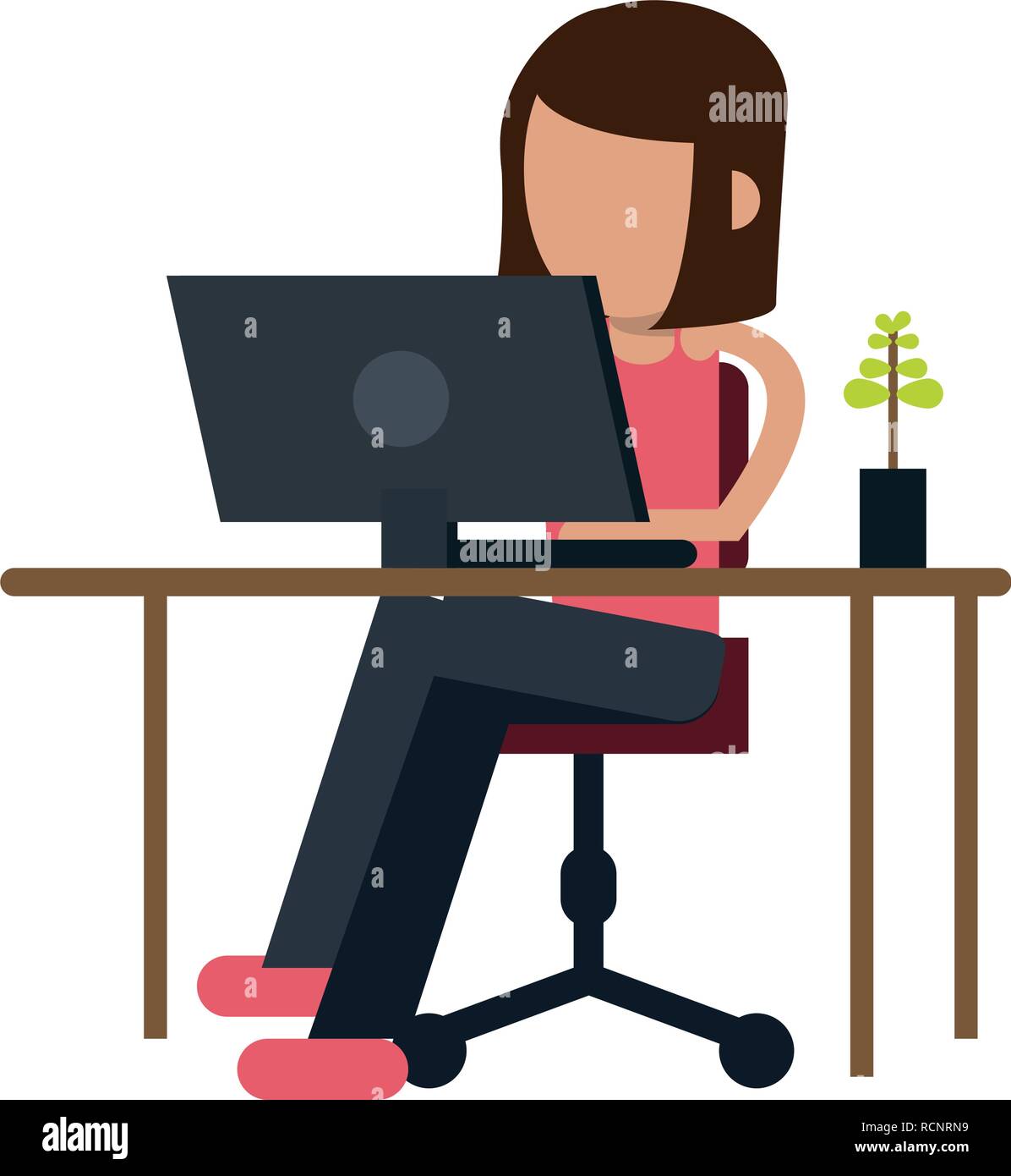 Working with computer avatar Stock Vector Image & Art - Alamy