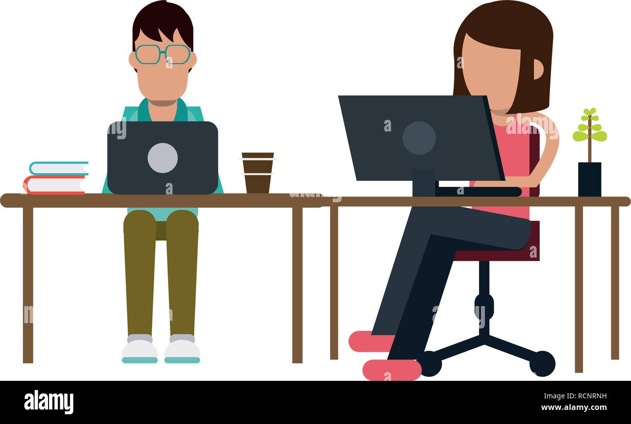 Working with computer avatar Stock Vector Image & Art - Alamy