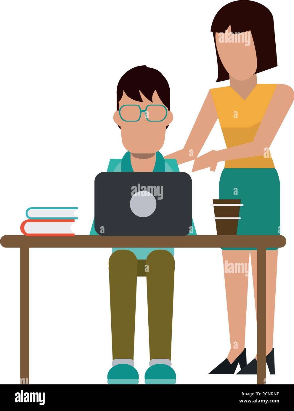 Working with computer avatar Stock Vector Image & Art - Alamy