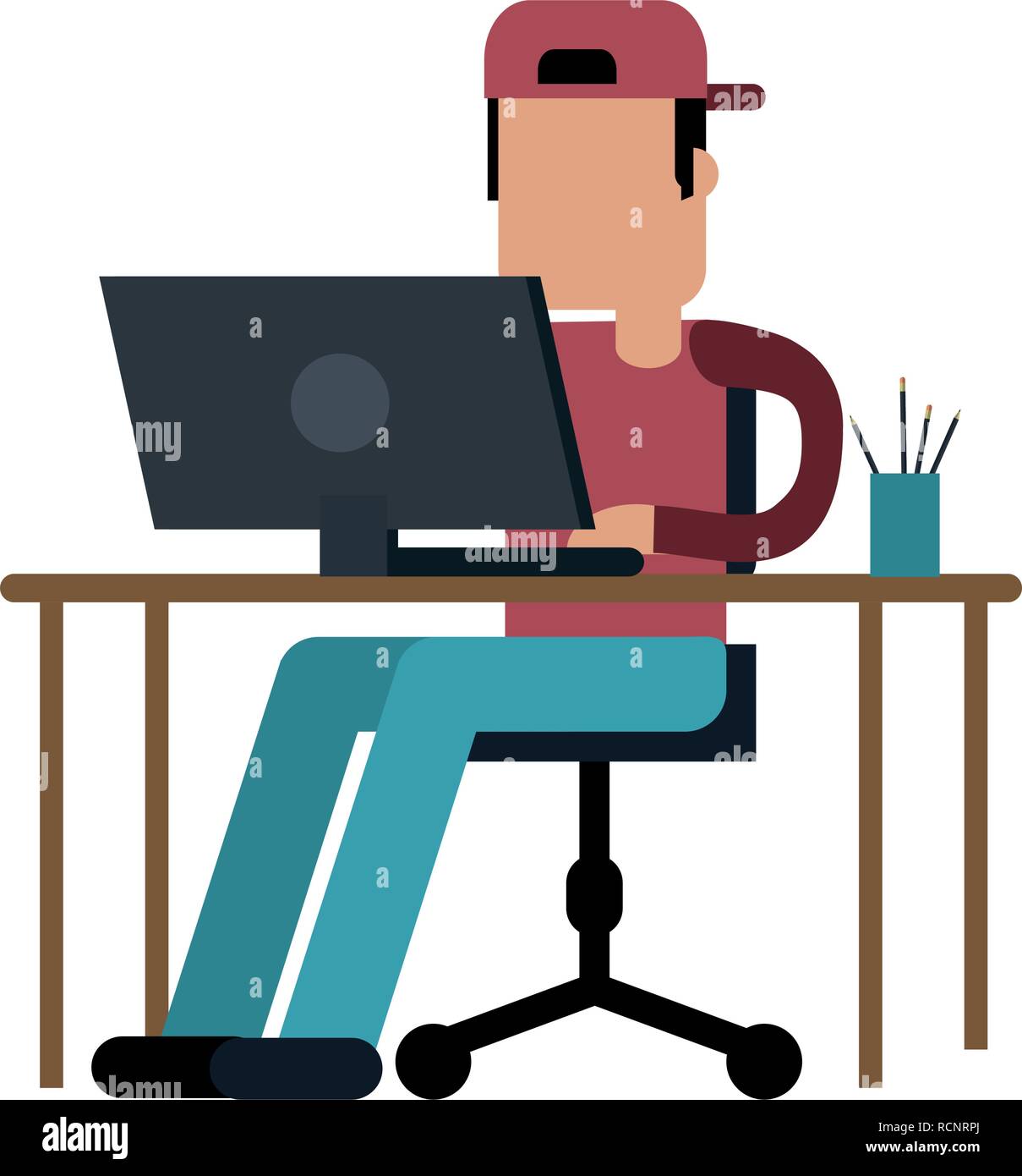 Working with computer avatar Stock Vector Image & Art - Alamy
