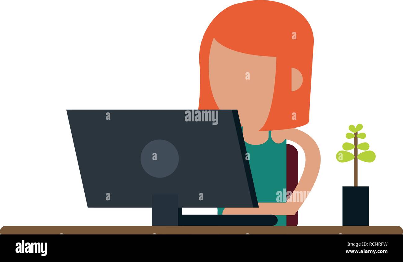 Working with computer avatar Stock Vector Image & Art - Alamy