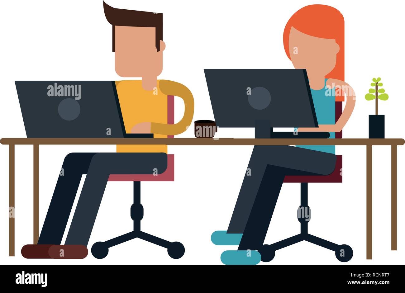 Working with computer avatar Stock Vector Image & Art - Alamy