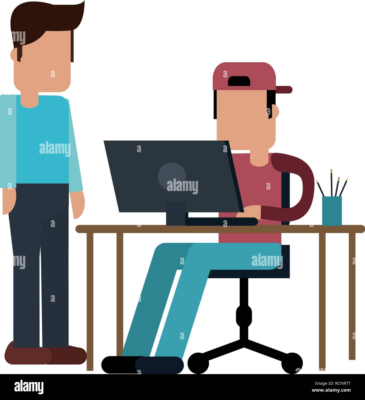 Working with computer avatar Stock Vector Image & Art - Alamy