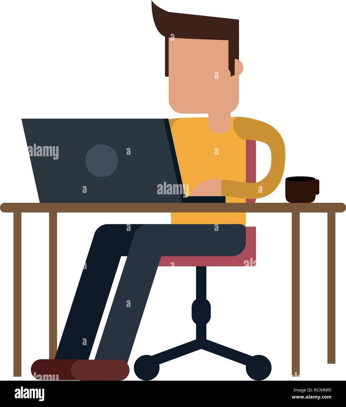 Working with computer avatar Stock Vector Image & Art - Alamy