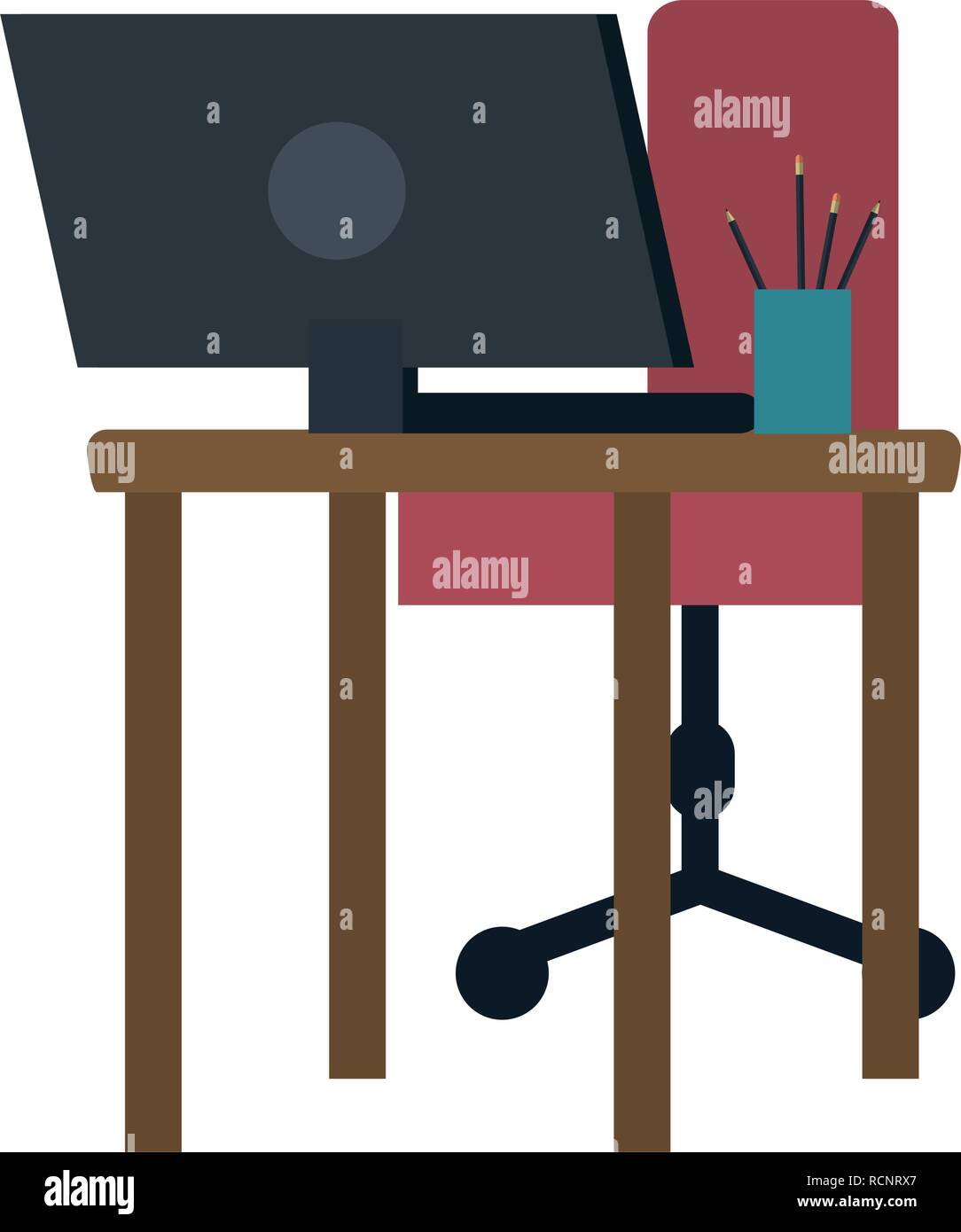 Office with computer Stock Vector Image & Art - Alamy