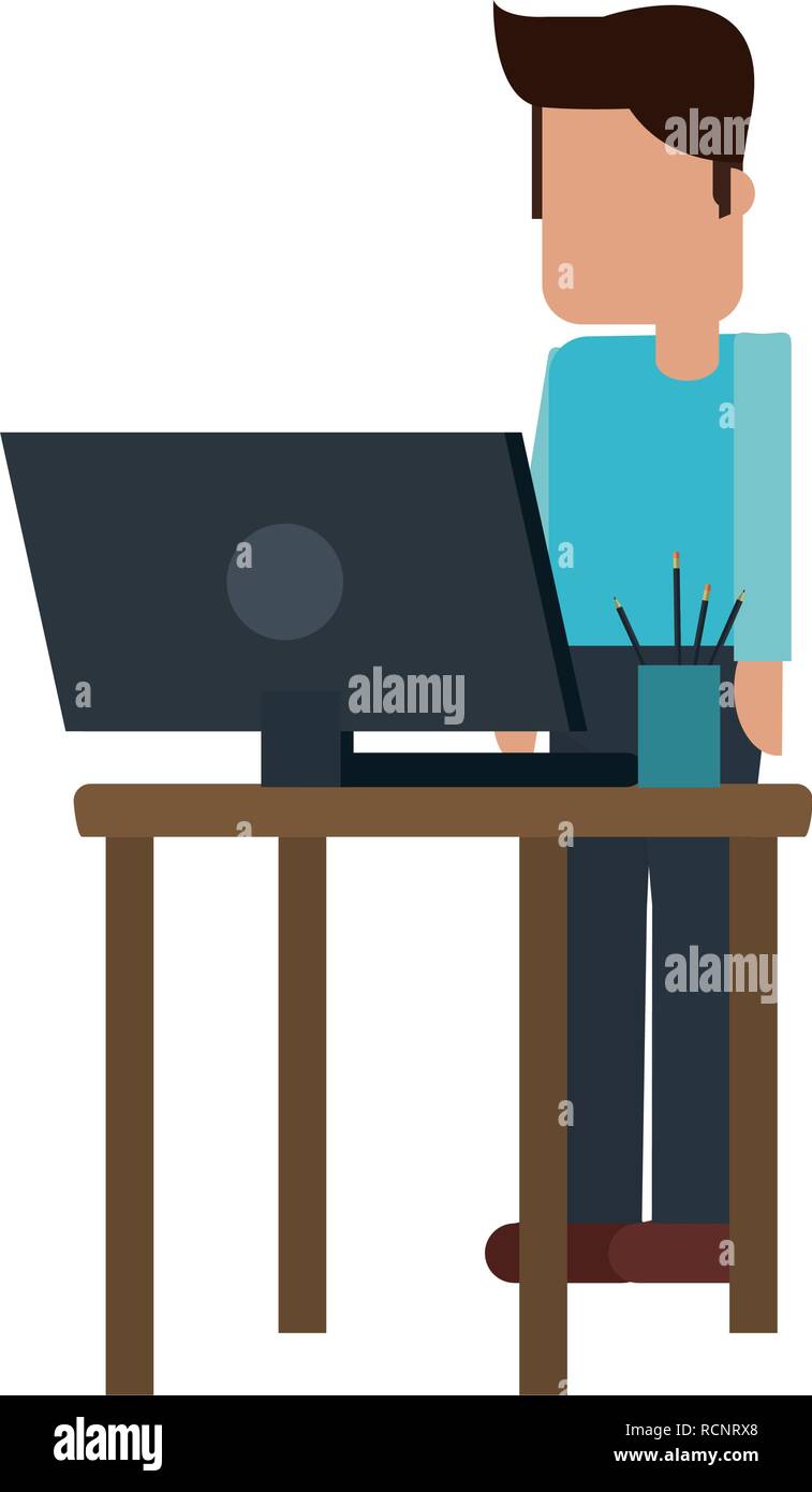Working with computer avatar Stock Vector Image & Art - Alamy