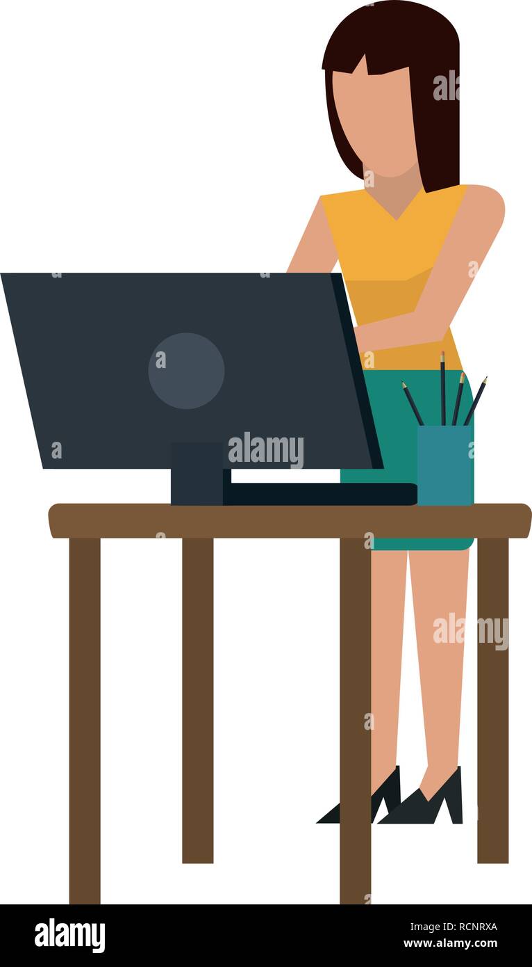 Working with computer avatar Stock Vector Image & Art - Alamy