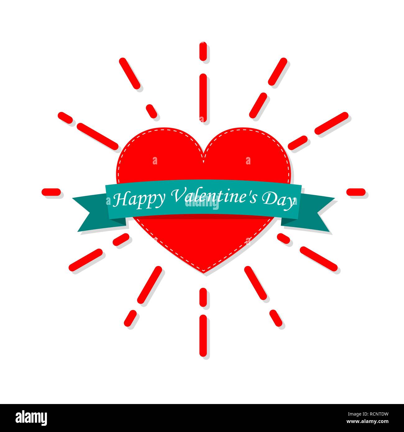 Festive heart in flat design. Vector illustration. Happy Valentine's ...