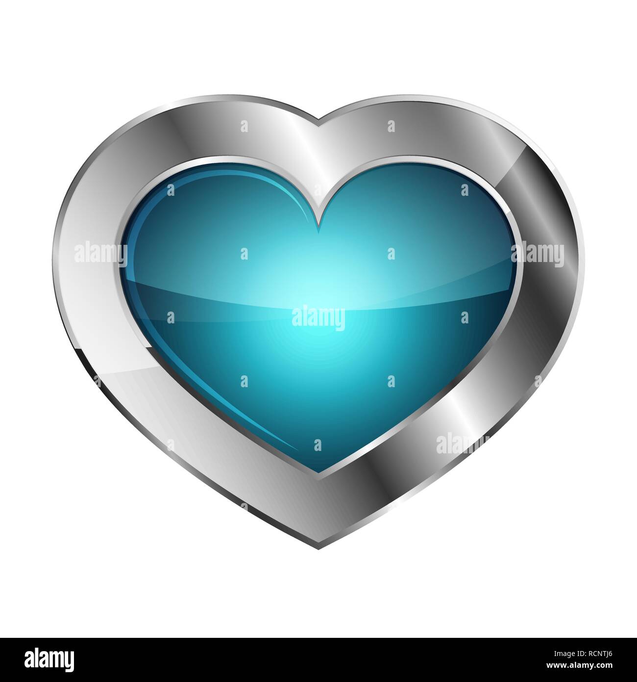 Chrome or silver heart icon. Vector illustration. Glossy heart on white ...