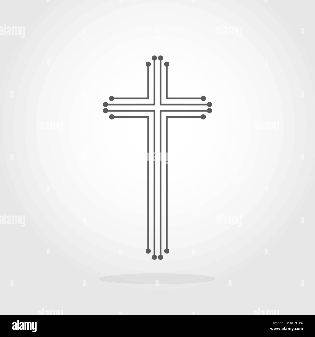 Gray Christian cross icon in flat design. Vector illustration. Abstract ...