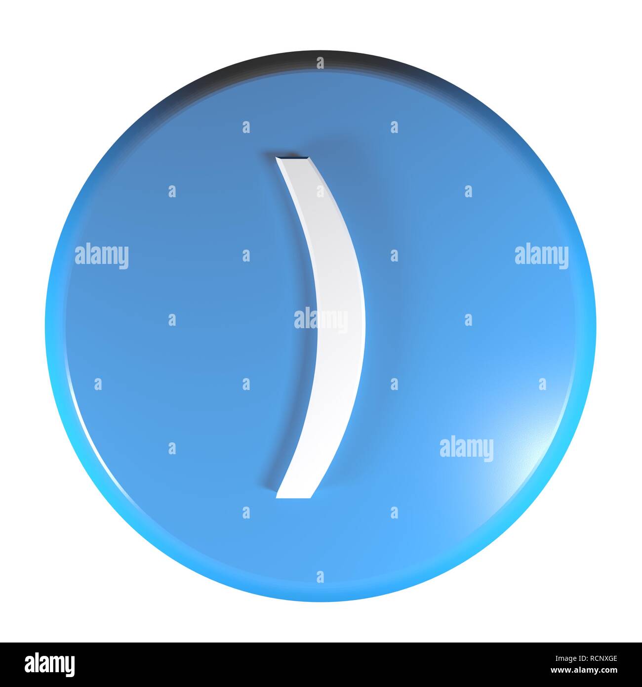 Blue circle push button with the closed parenthesis symbol - 3D ...