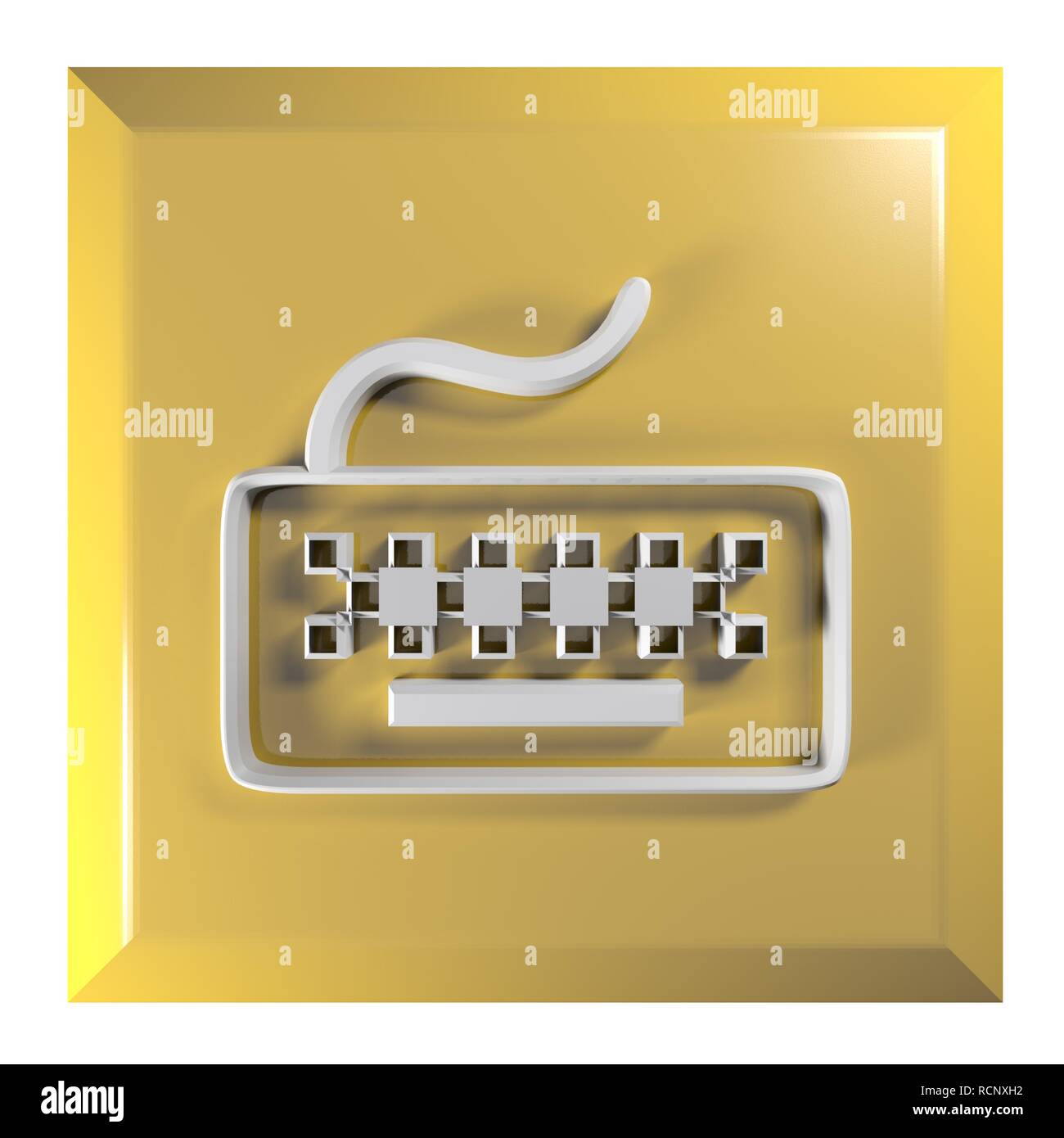 Yellow - orange square push button for KEYBOARD - 3D rendering ...