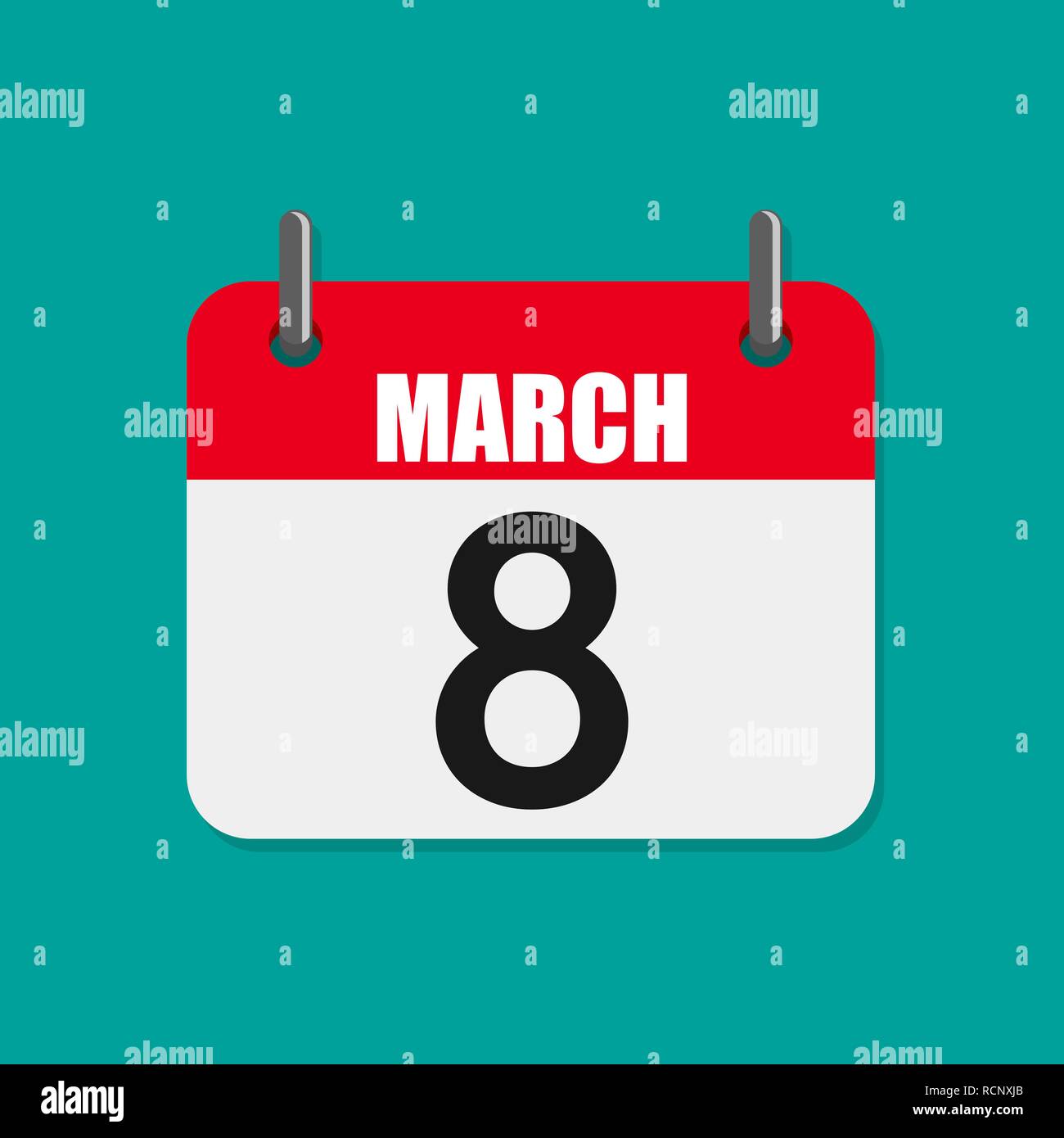 Calendar for March 8, Women's Day. Vector illustration. Simple colored ...