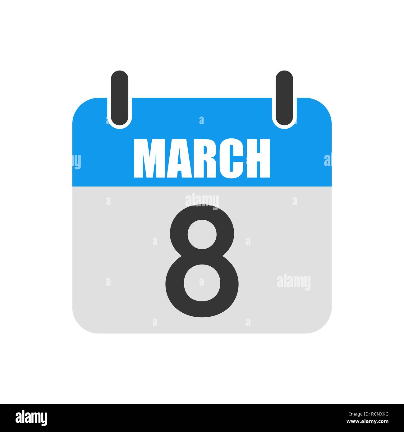 Calendar for March 8, Women's Day. Vector illustration. Simple colored ...