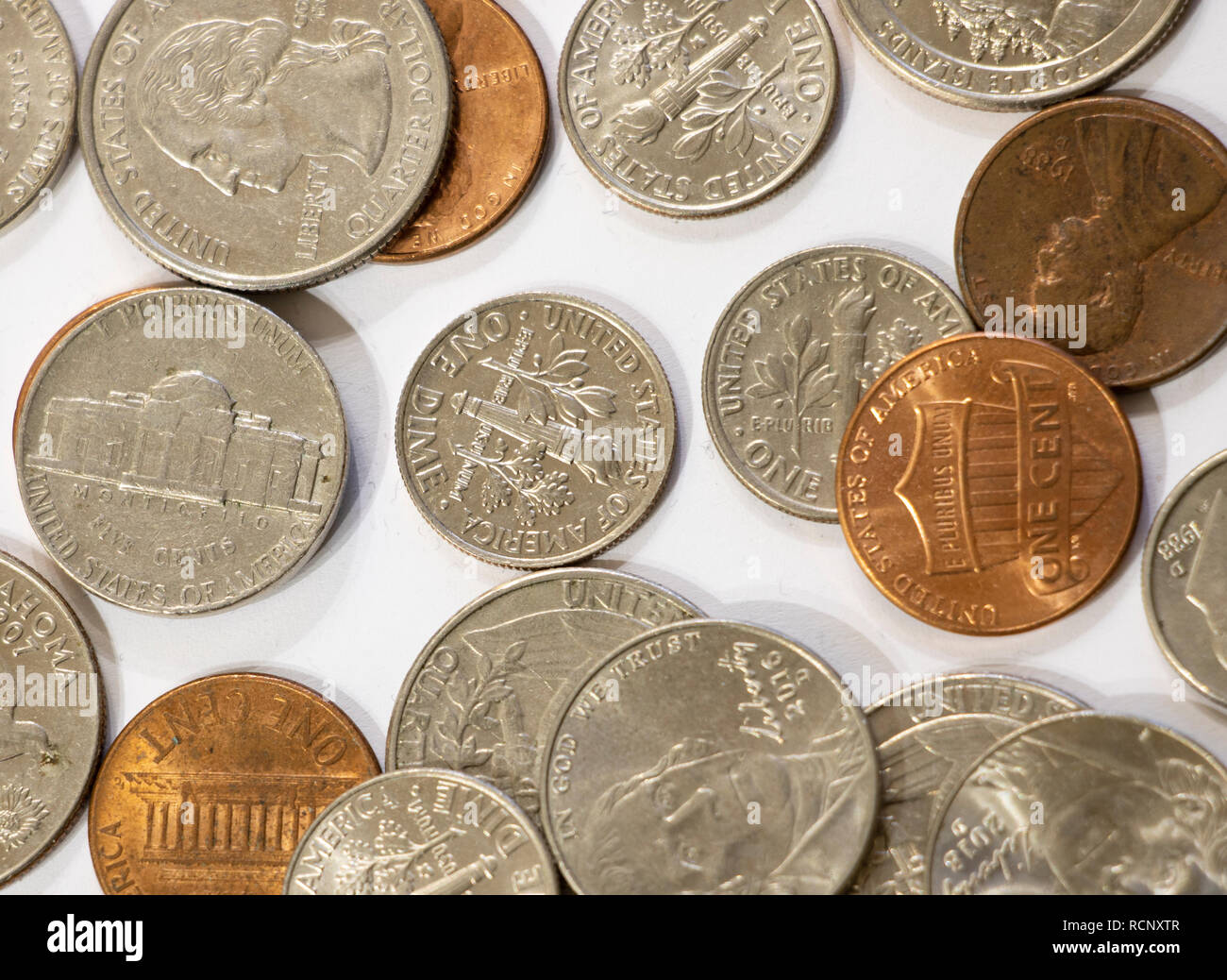 American coins isolated over white background Stock Photo - Alamy