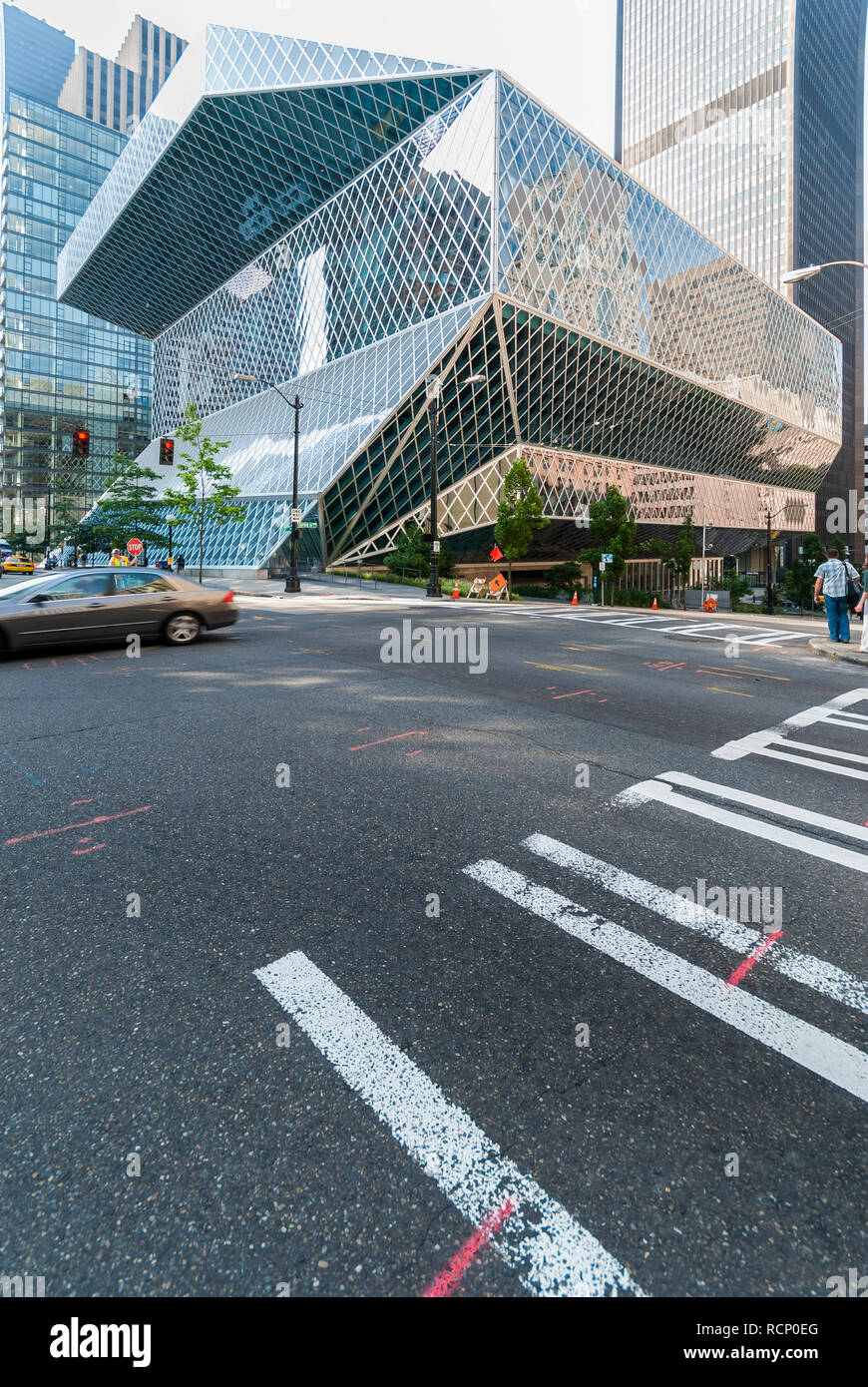 The Seattle Public Library at Spring Street and 5th Avenue in Seattle ...