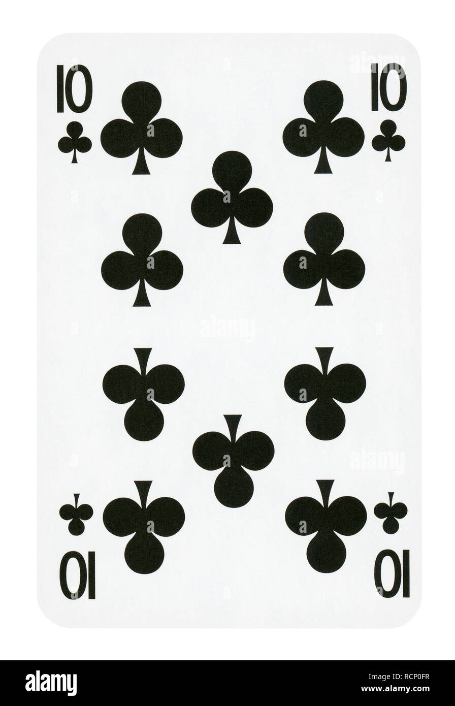 Ten Of Clubs Playing Card Isolated On White Clipping Path Included