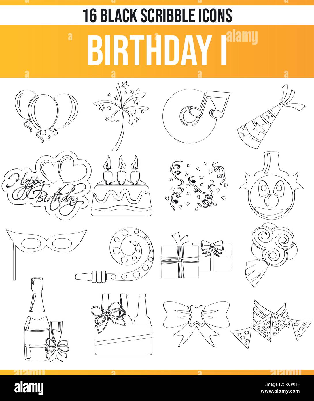 Black pictograms / icons on birthday. This icon set is perfect for ...