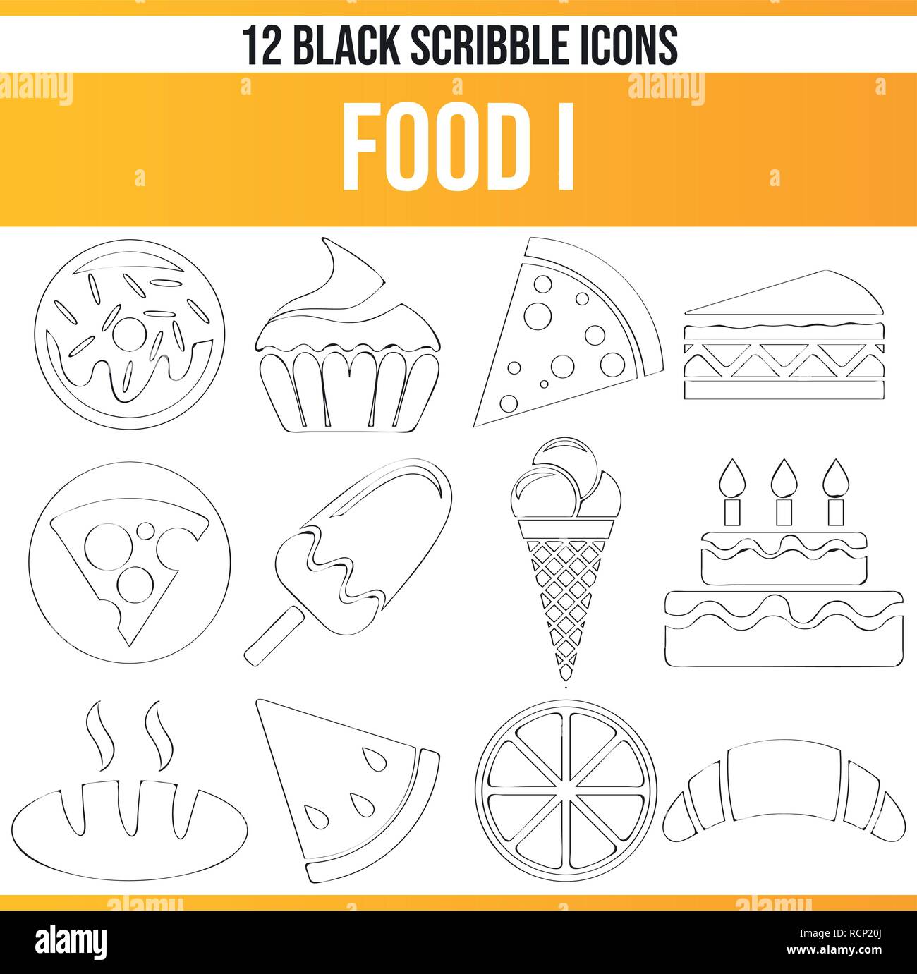 Black pictograms / icons on food. This icon set is perfect for creative ...