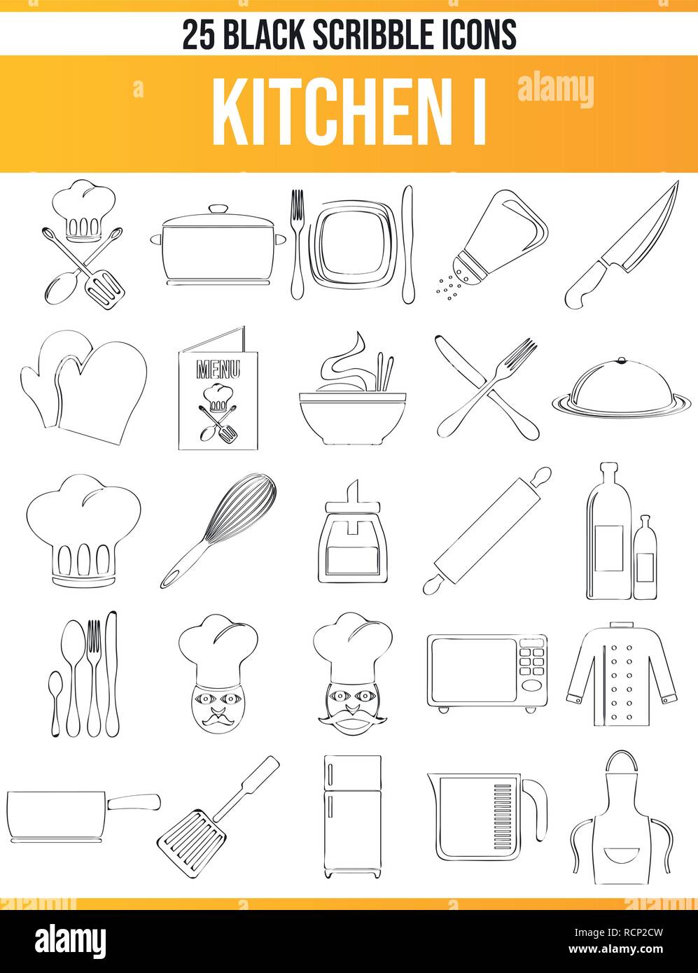 Black pictograms / icons on kitchen. This icon set is perfect for ...