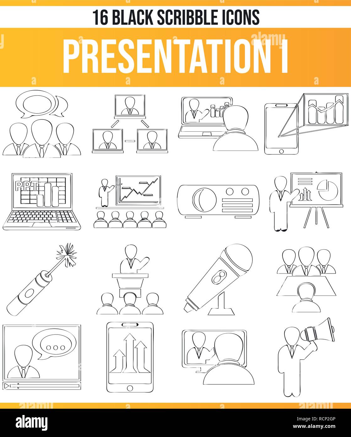 Black pictograms / icons on the conference. This icon set is perfect ...