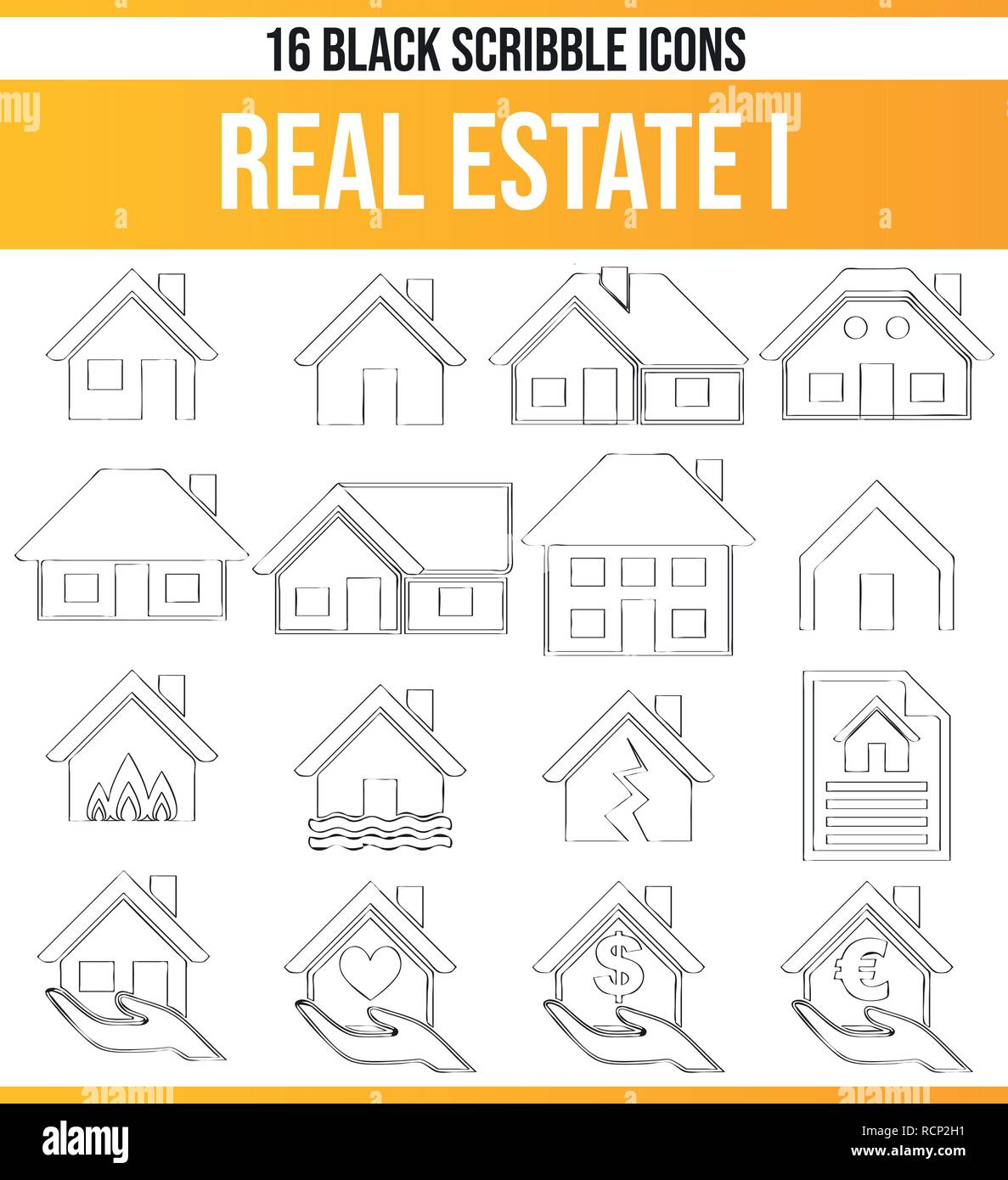 Black pictograms / icons on the subject property. This icon set is ...