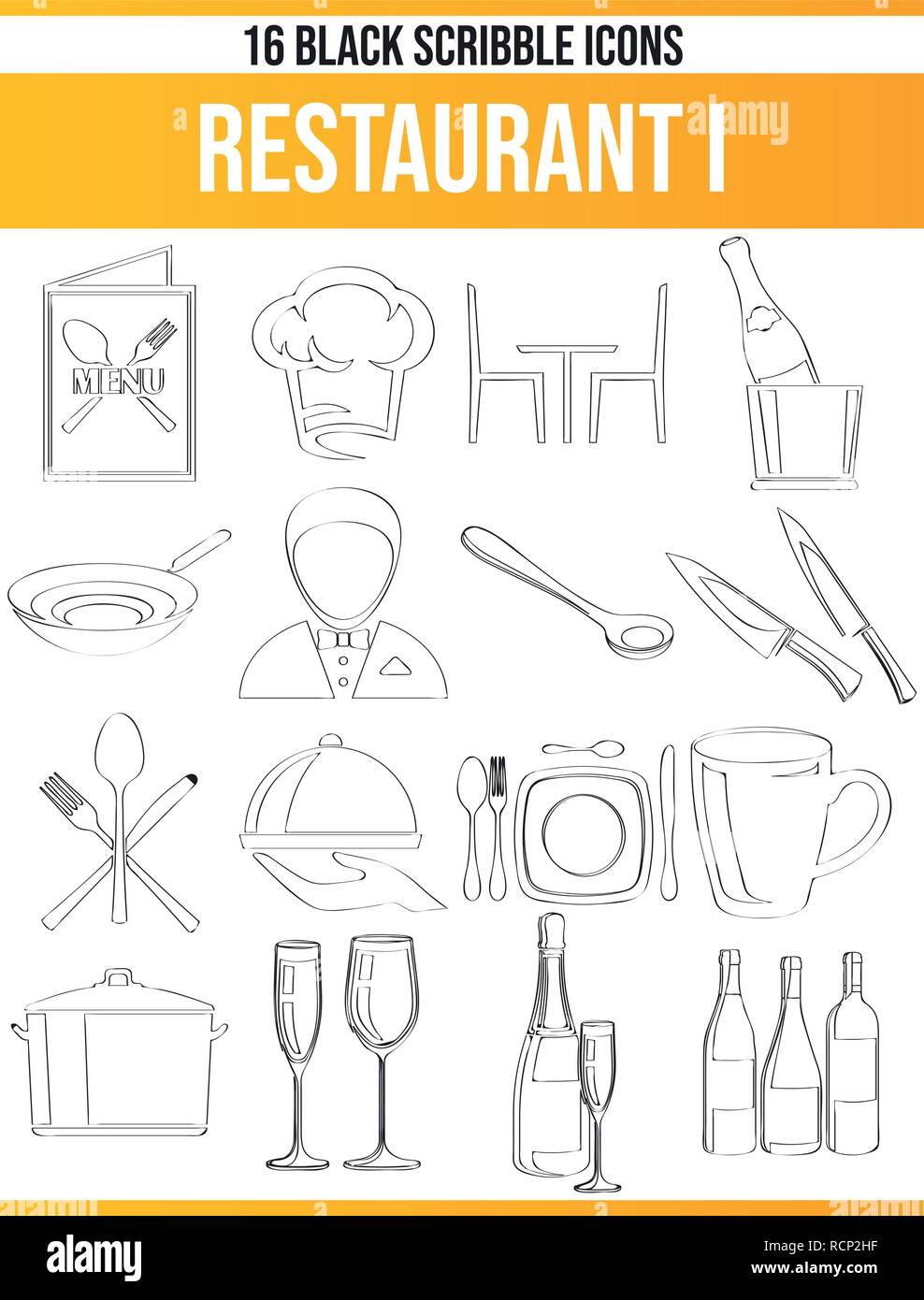 Black pictograms / icons on the restaurant. This icon set is perfect ...