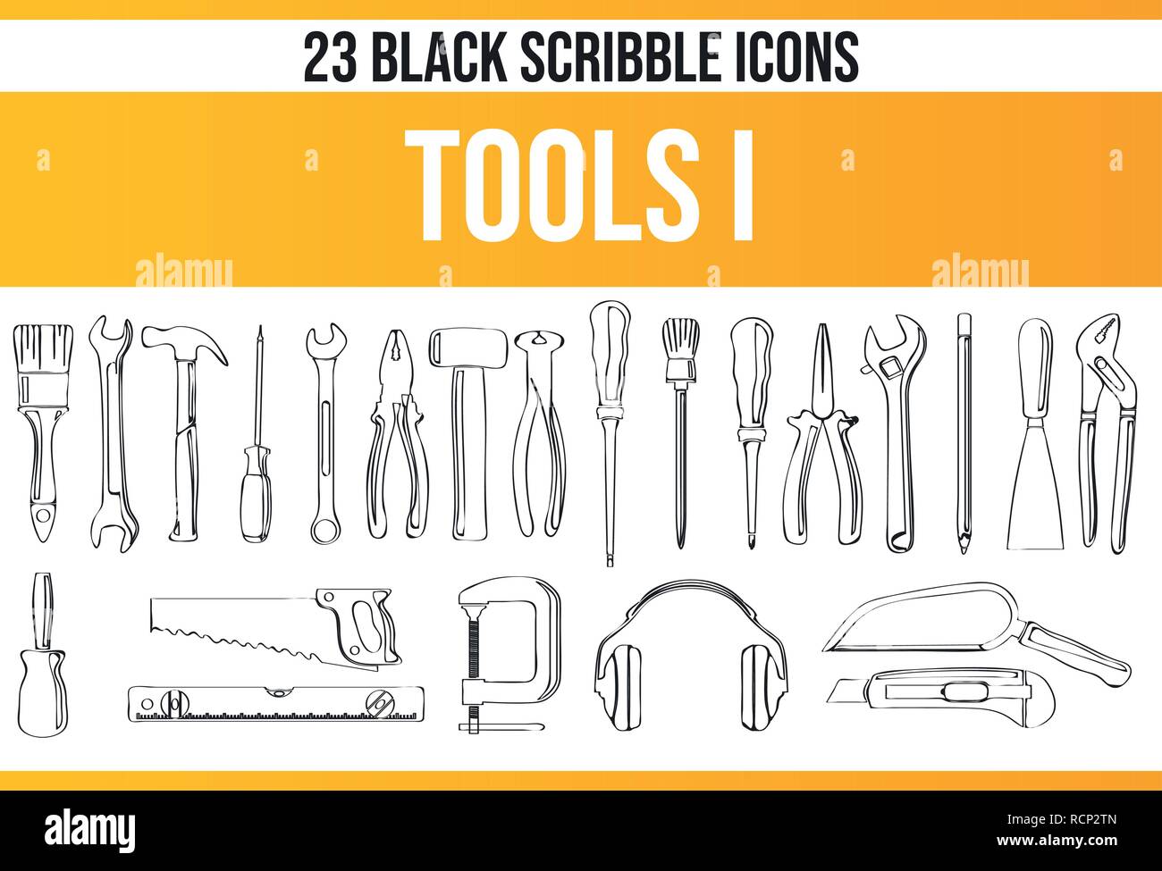 Black pictograms / icons on tool. This icon set is perfect for creative ...