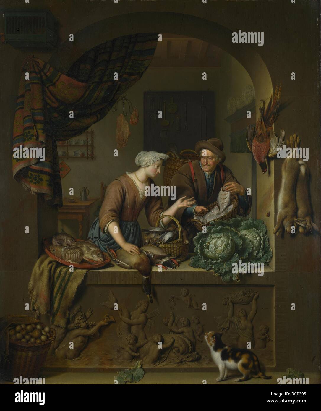 A Woman and a Fish-pedlar in a Kitchen. Museum: National Gallery ...