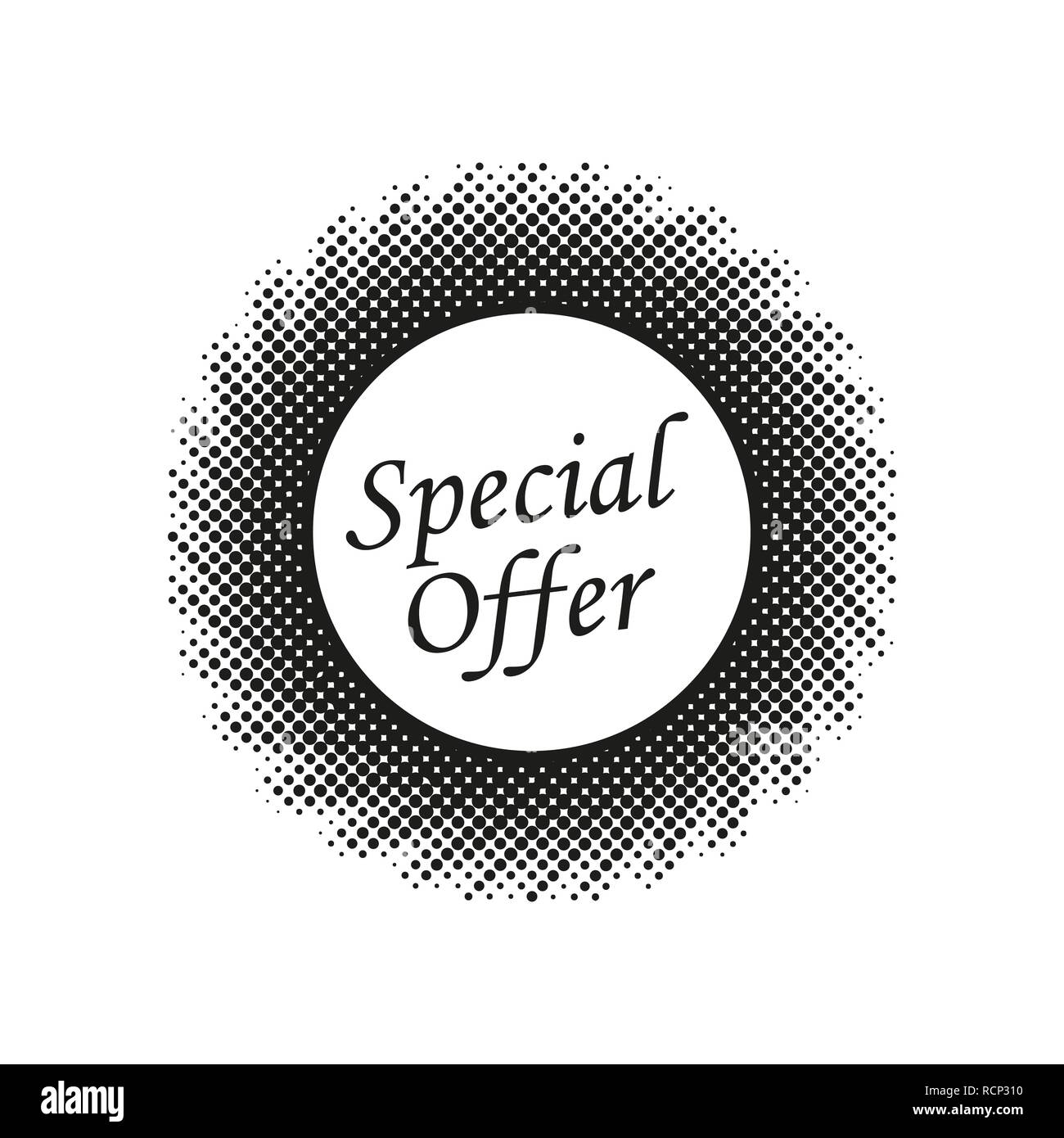 Special offer, grunge circle with halftone effect. Vector illustration ...