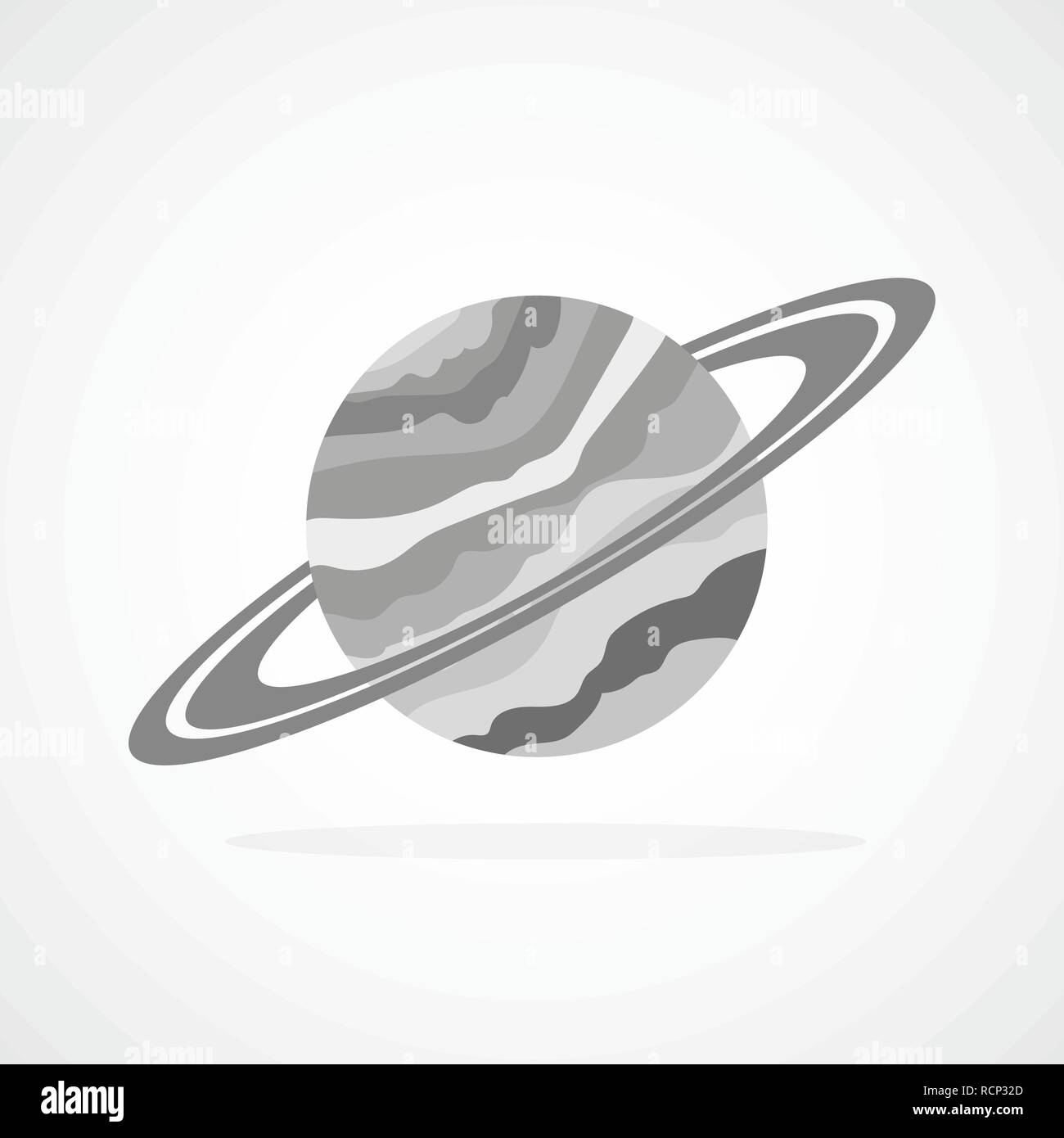 Gray planet icon in flat design. Vector illustration. Space planet ...