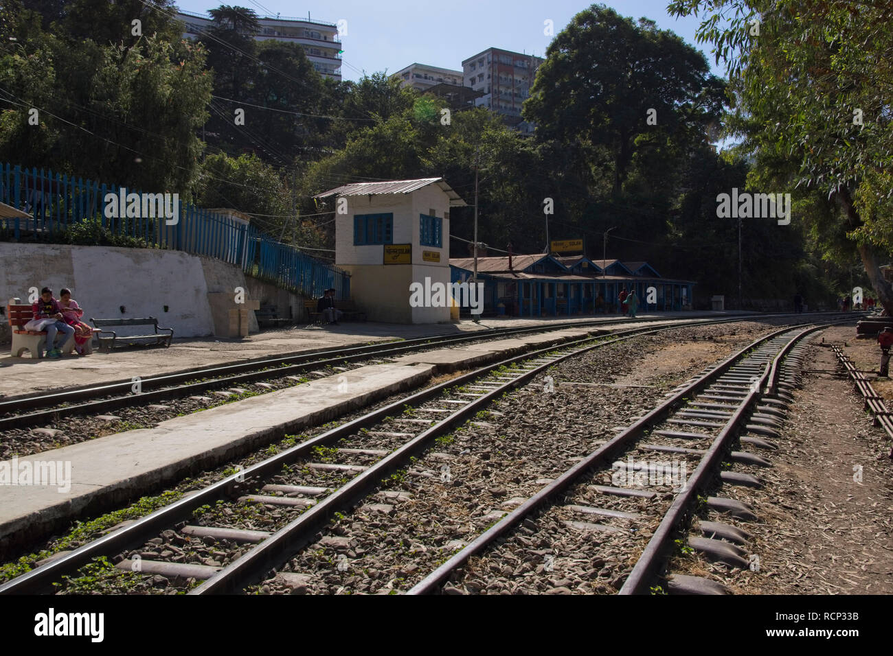 Shimla railway, Solan station, signal box, platforms, rail lines and ...