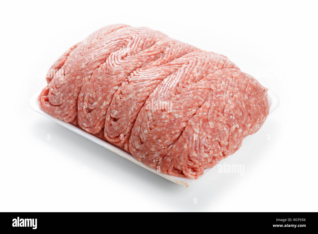 Red Ground Pork Meat on white background Stock Photo - Alamy