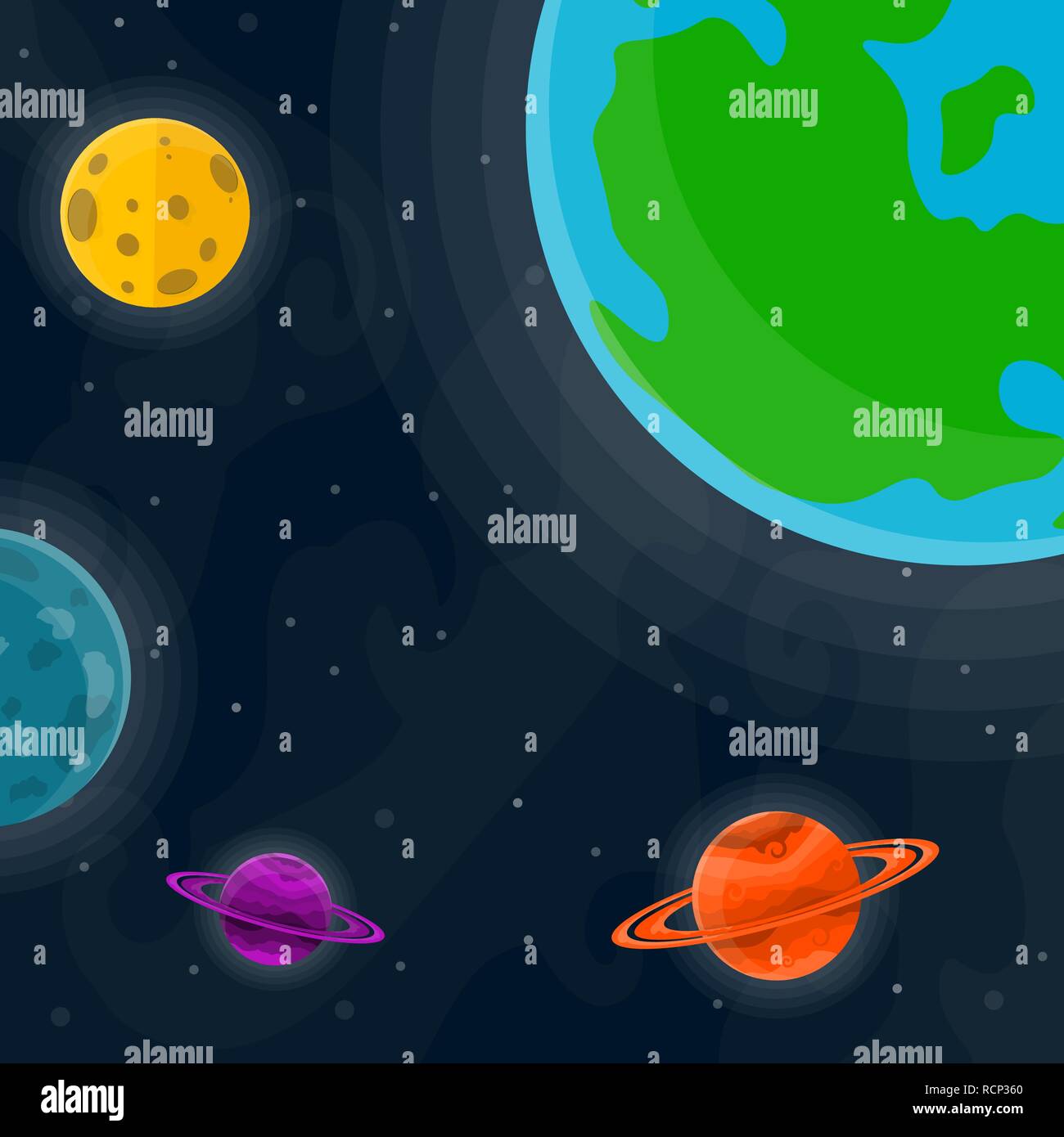 Space pattern with planets and stars. Vector illustration. Cartoon ...