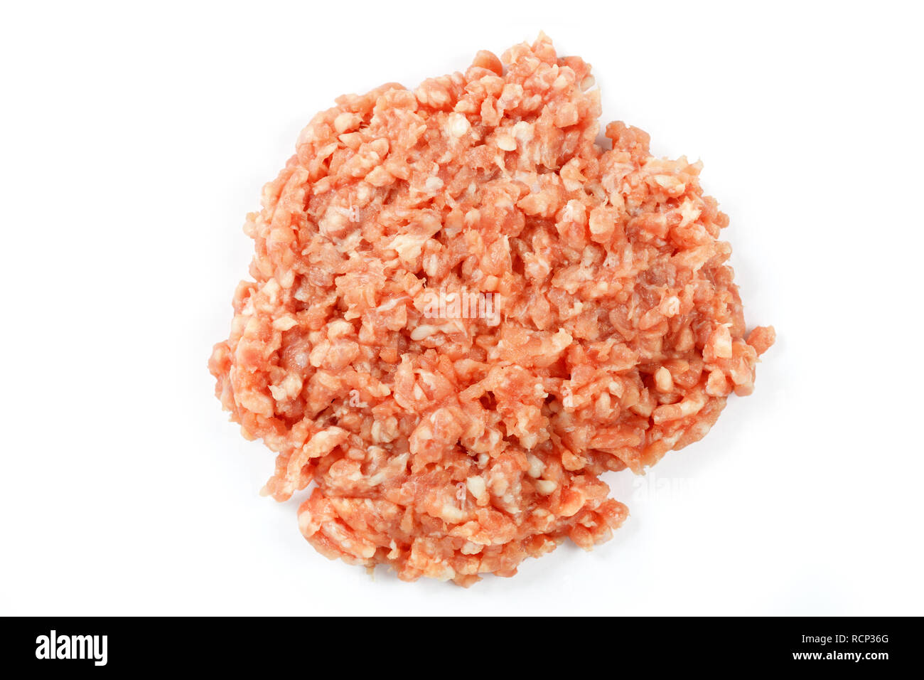 Red Ground Pork Meat on white background Stock Photo - Alamy