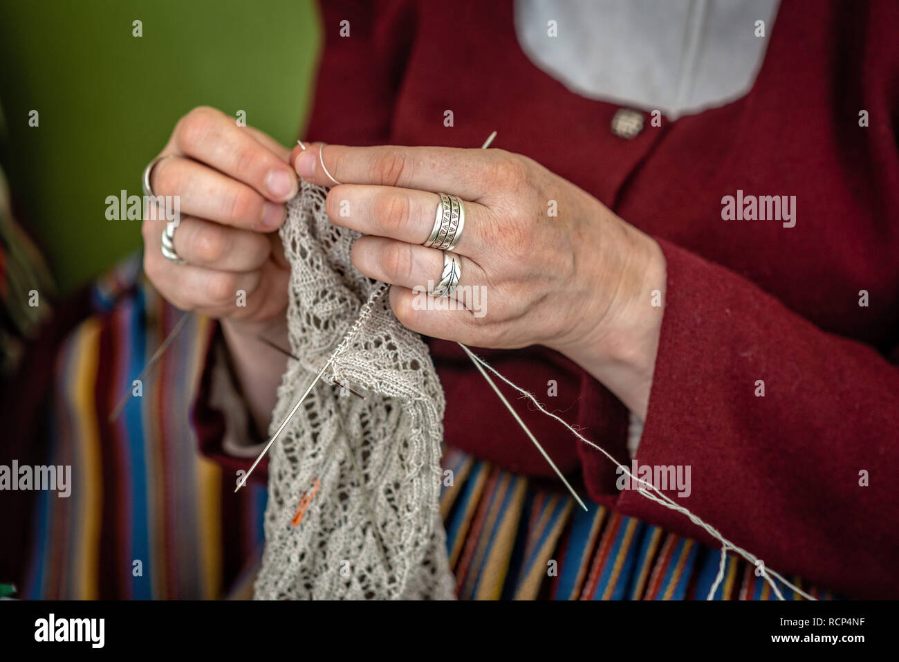 Mature woman knitting needles hi-res stock photography and images - Alamy