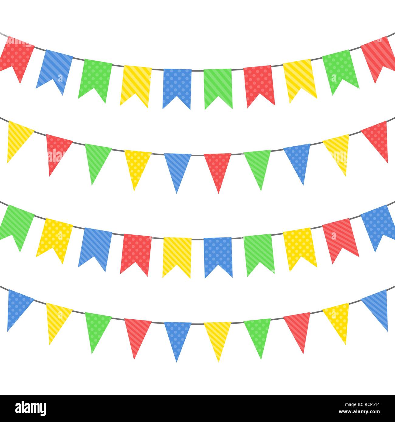 Set of color hanging flags. Vector illustration. Colorful festive ...