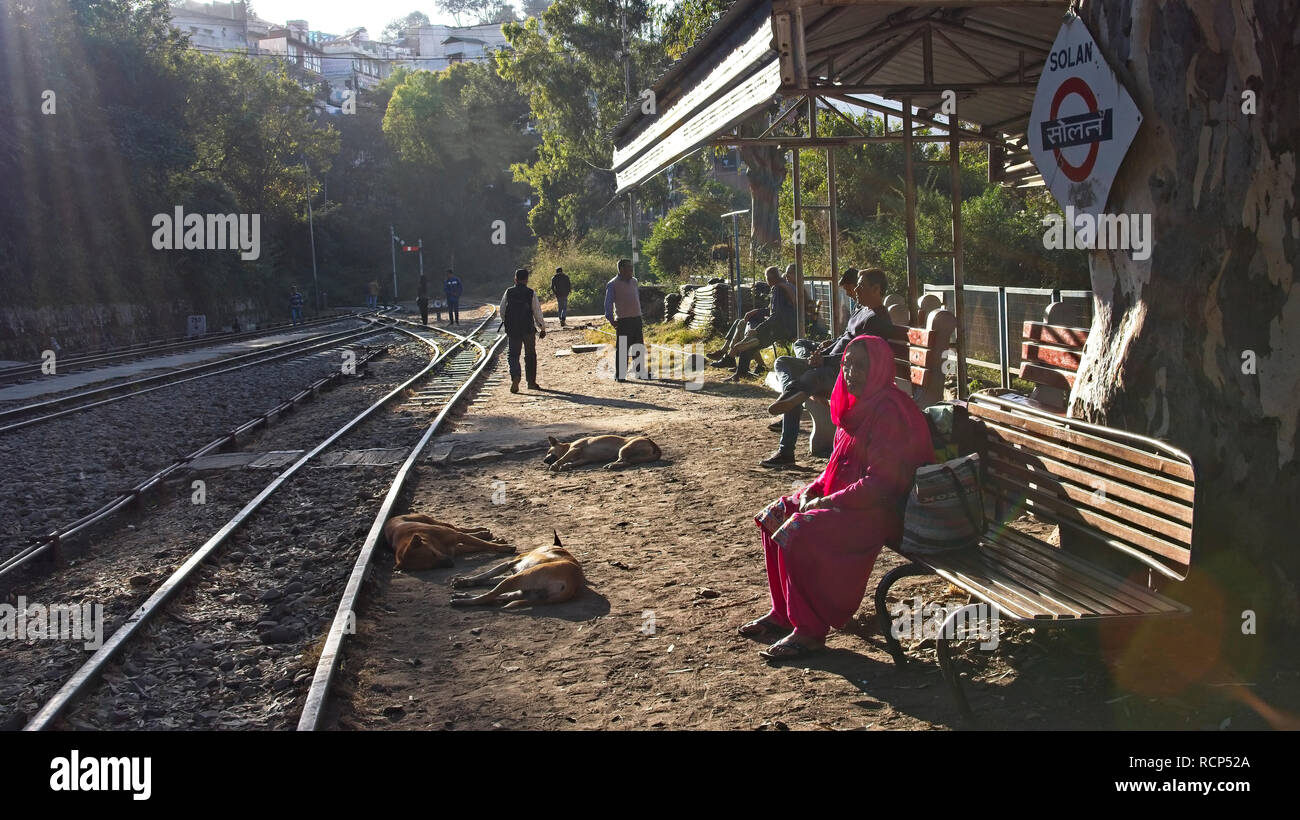 Shimla railway, Solan station, platforms, rail lines and people Stock ...