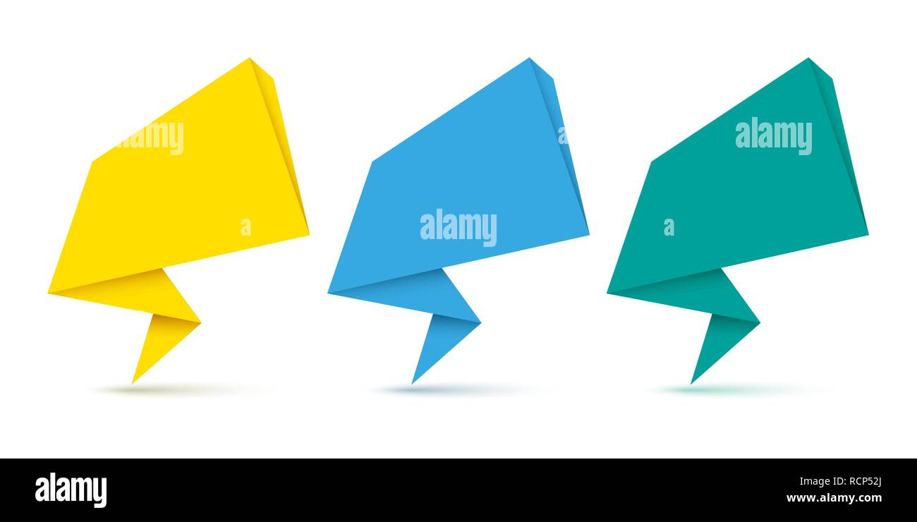 Set of abstract origami speech bubbles. Vector illustration. Paper ...